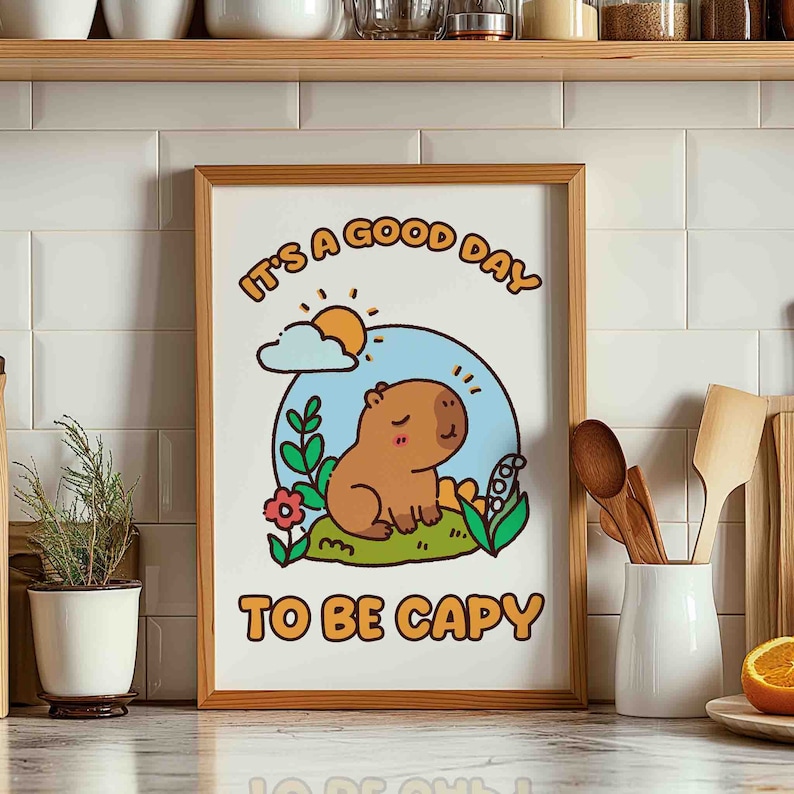 Capybara Wall Print, Cute Capybara Poster, Motivational Poster ...