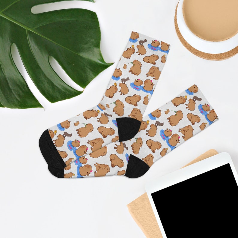 Capybara Socks, Cute Capy Socks, Kawaii Drawings of Capybaras, Gift for Women, Capybara Gift for ...
