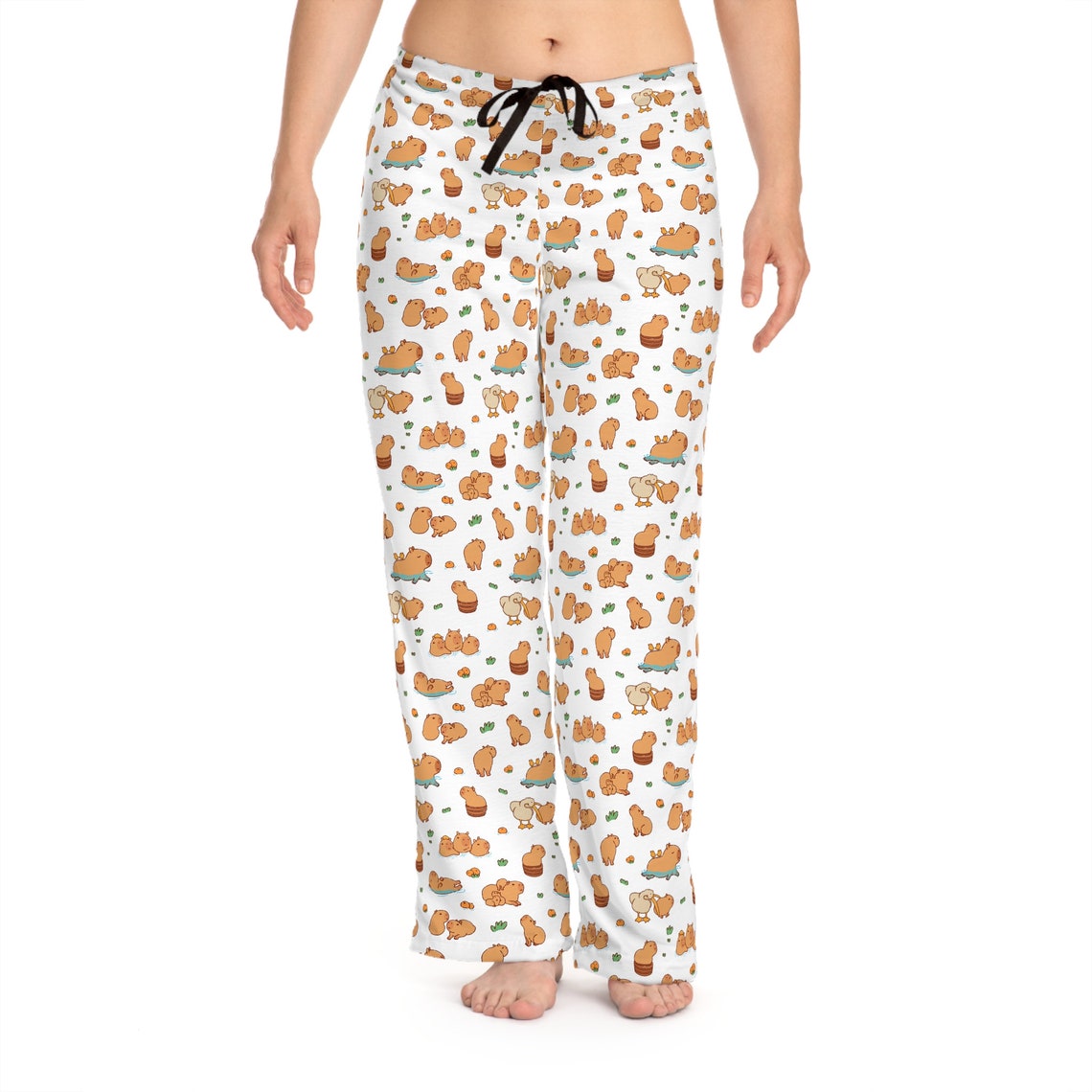 Capybara Women's Pajama Pants, Cute Capybara Pattern, Funny Capybara ...