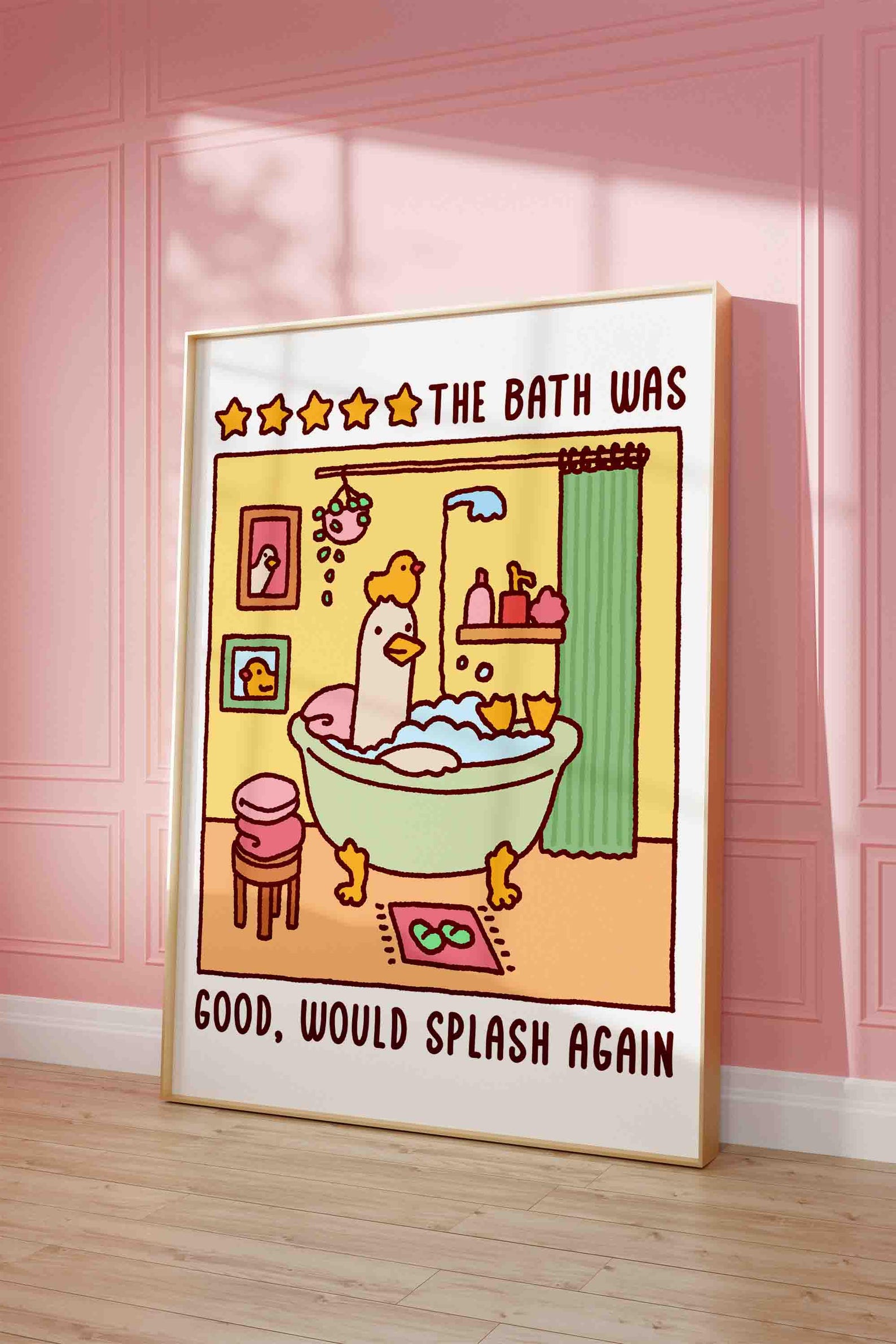 Duck in a Bath Poster, Bubble Bath Time Poster, Cute Bathroom Art Print ...
