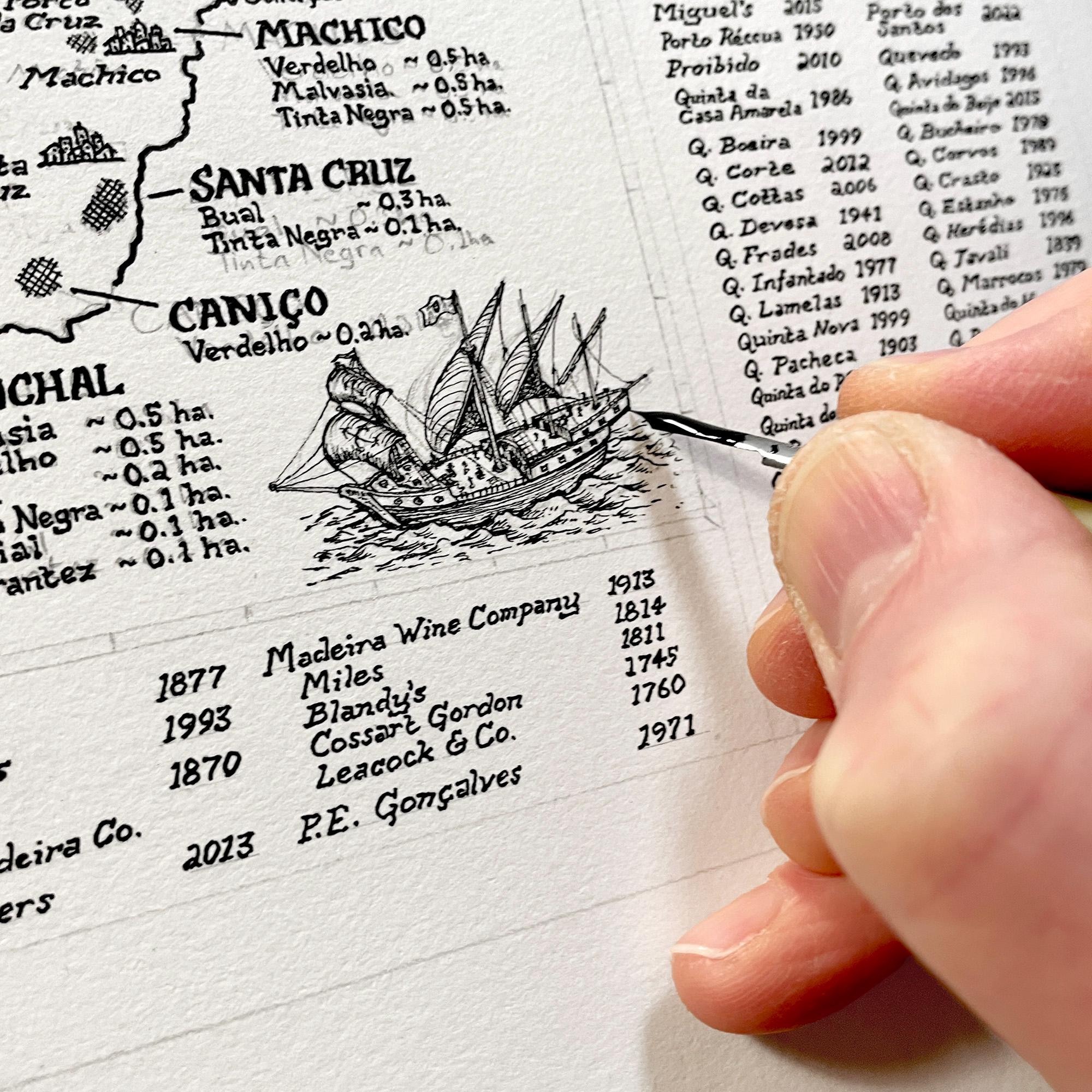 Hand-drawn Port & Madeira Wine Map • Fine Art Print by Manuscript Maps ...