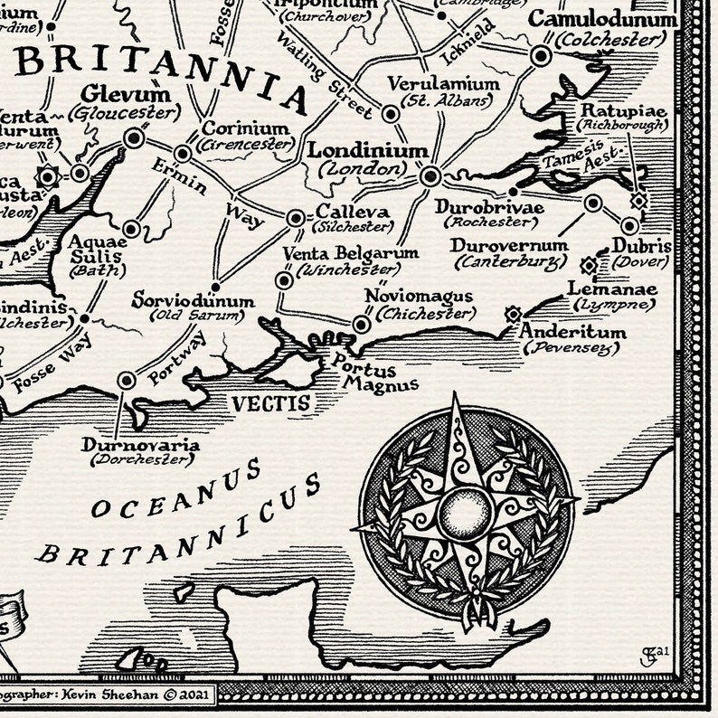 Hand-drawn Roman Britain Map Fine Art Print by Manuscript | Etsy