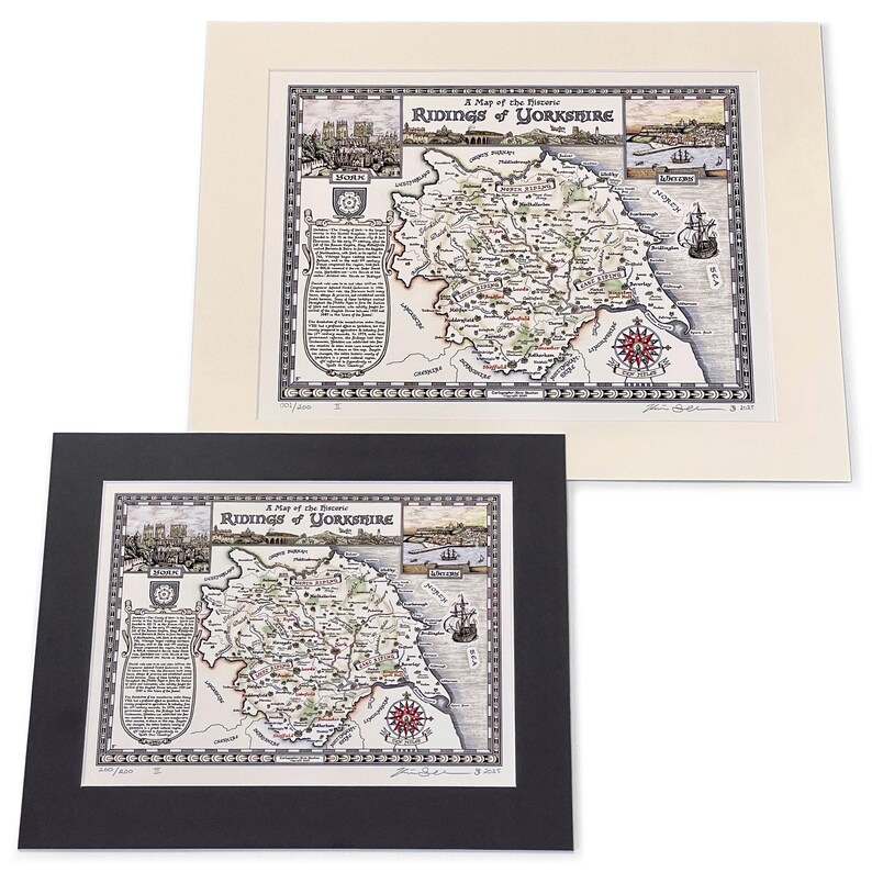 Hand-drawn Yorkshire Map • Fine Art Print by Manuscript Maps - Etsy