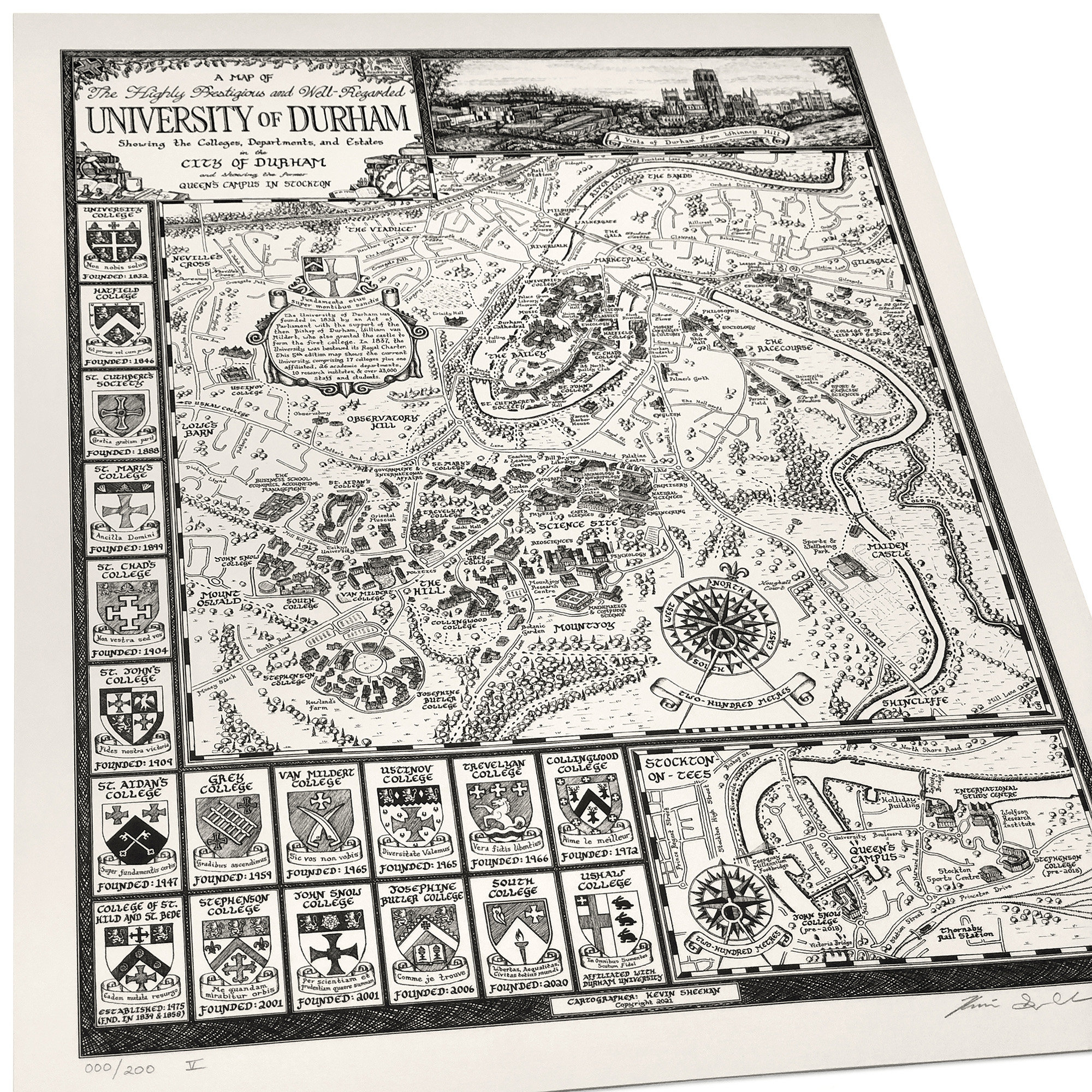 Hand-drawn Durham University Map Fine Art Print by | Etsy Ireland
