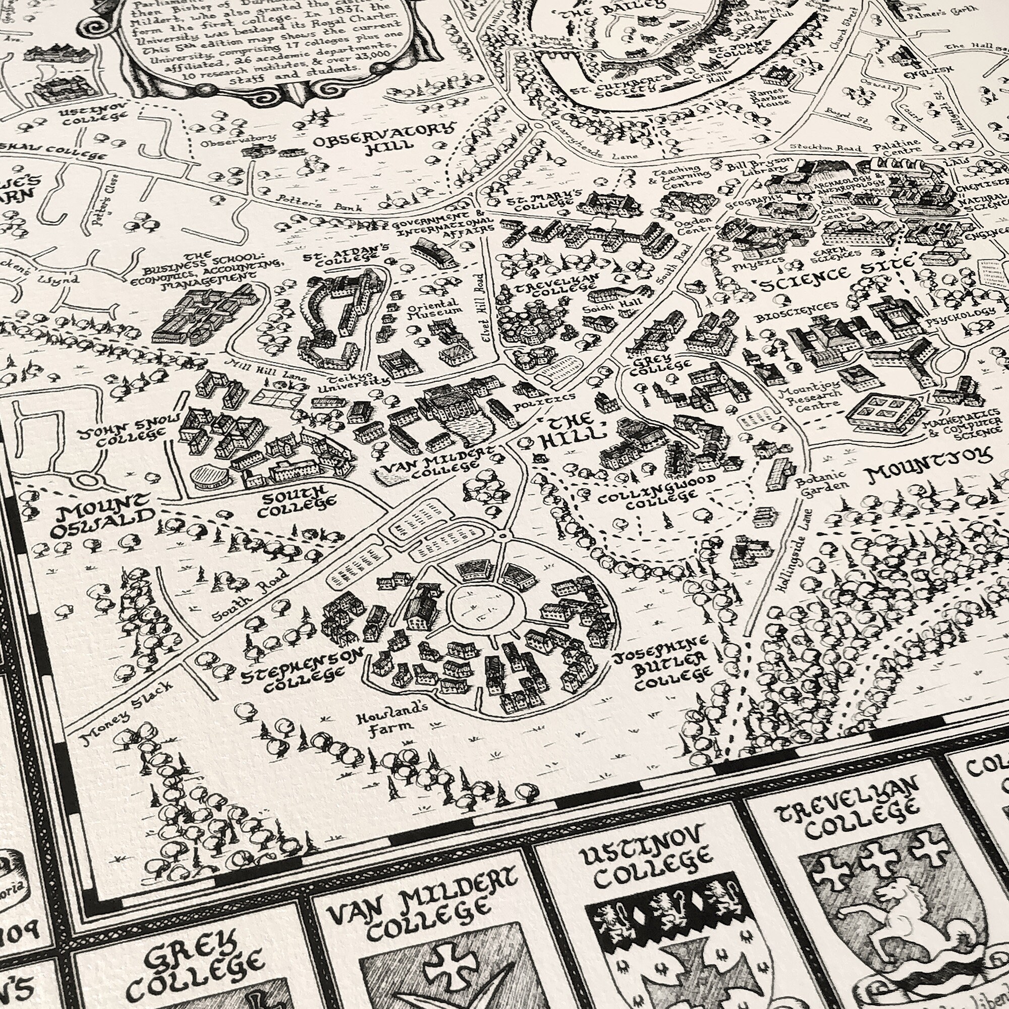 Hand-drawn Durham University Map Fine Art Print by | Etsy Ireland