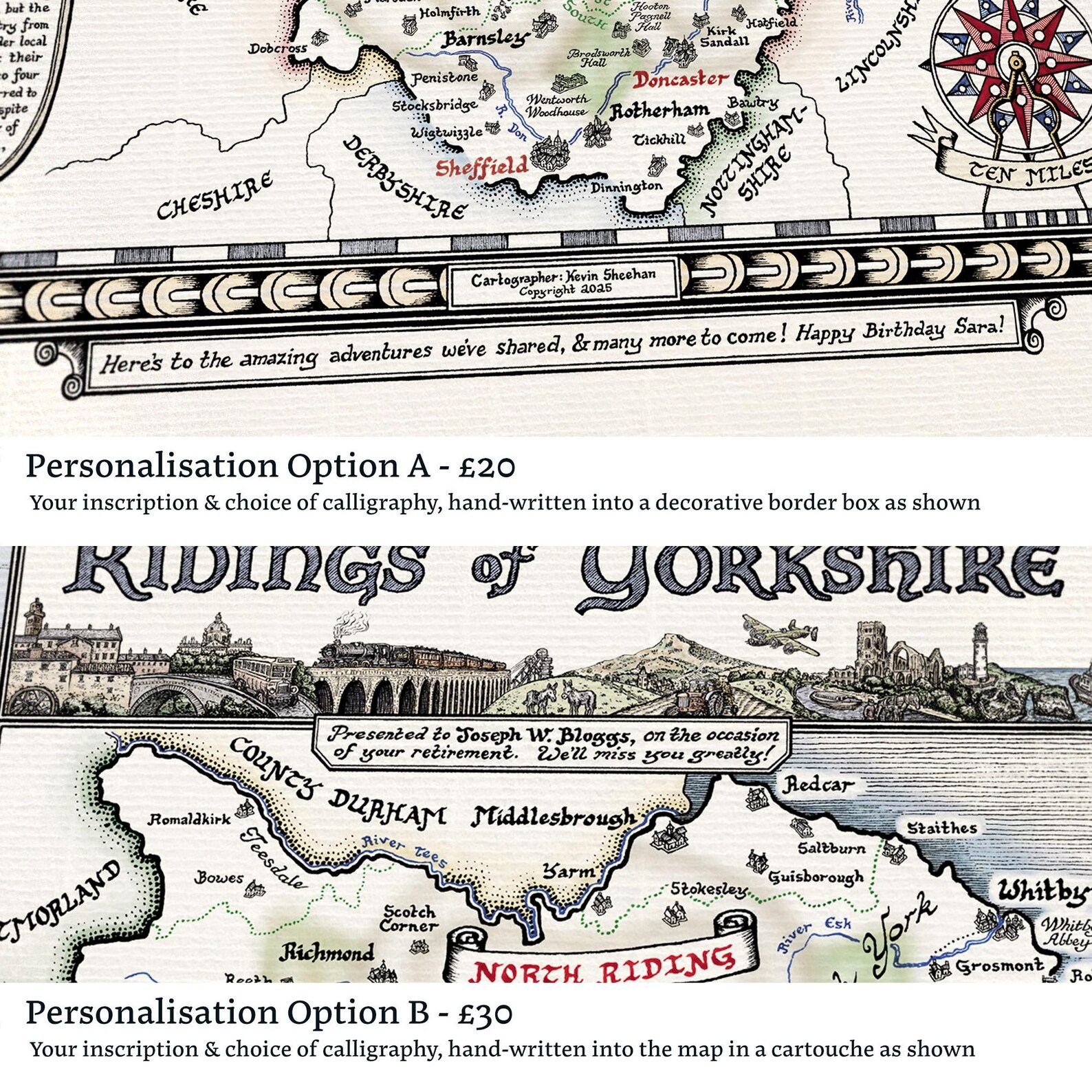 Hand-drawn Yorkshire Map • Fine Art Print by Manuscript Maps - Etsy