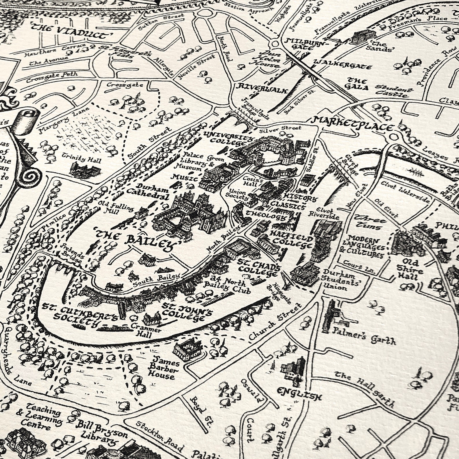 Hand-drawn Durham University Map Fine Art Print by - Etsy UK