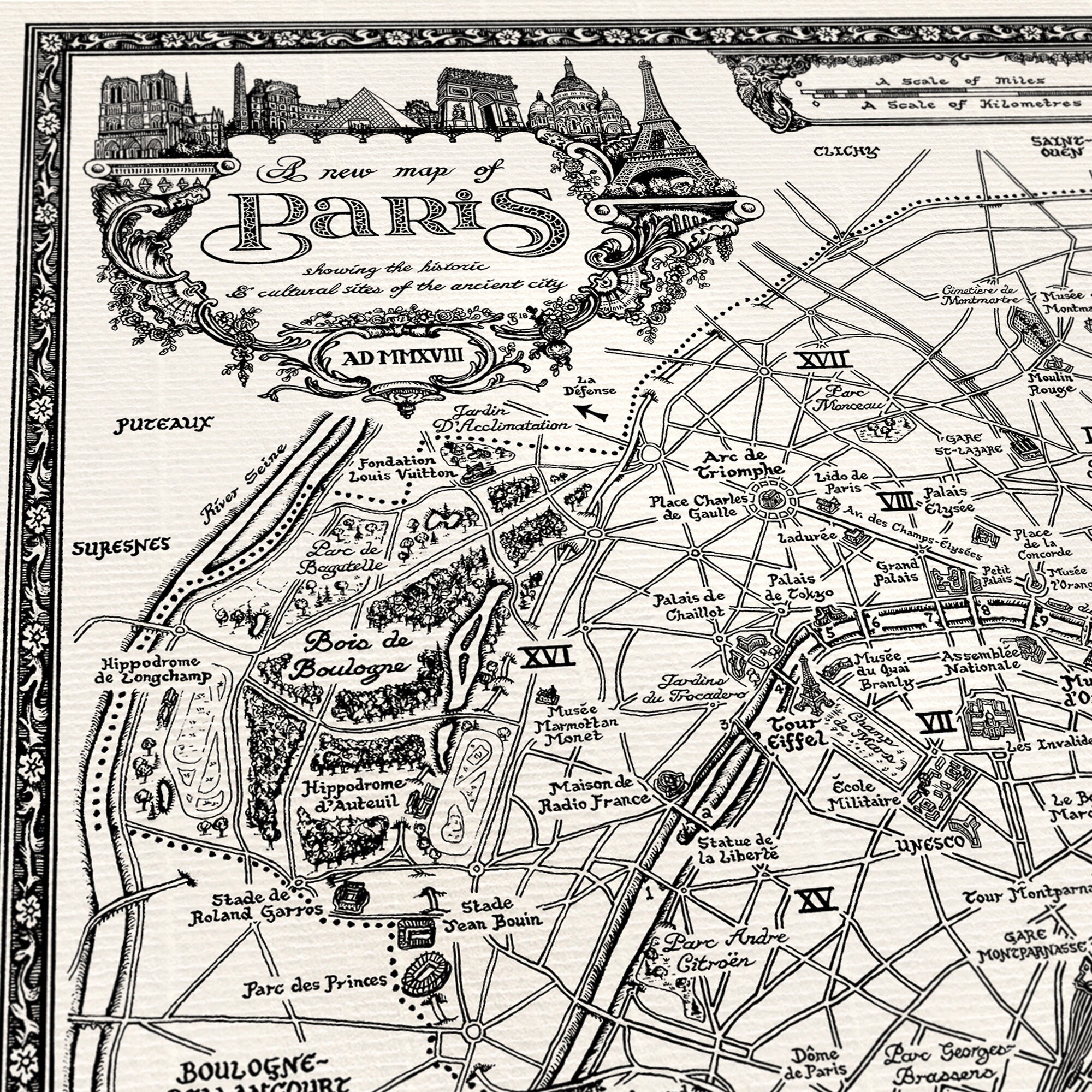 Hand-drawn Map of Paris • Fine Art Print by Manuscript Maps - Etsy