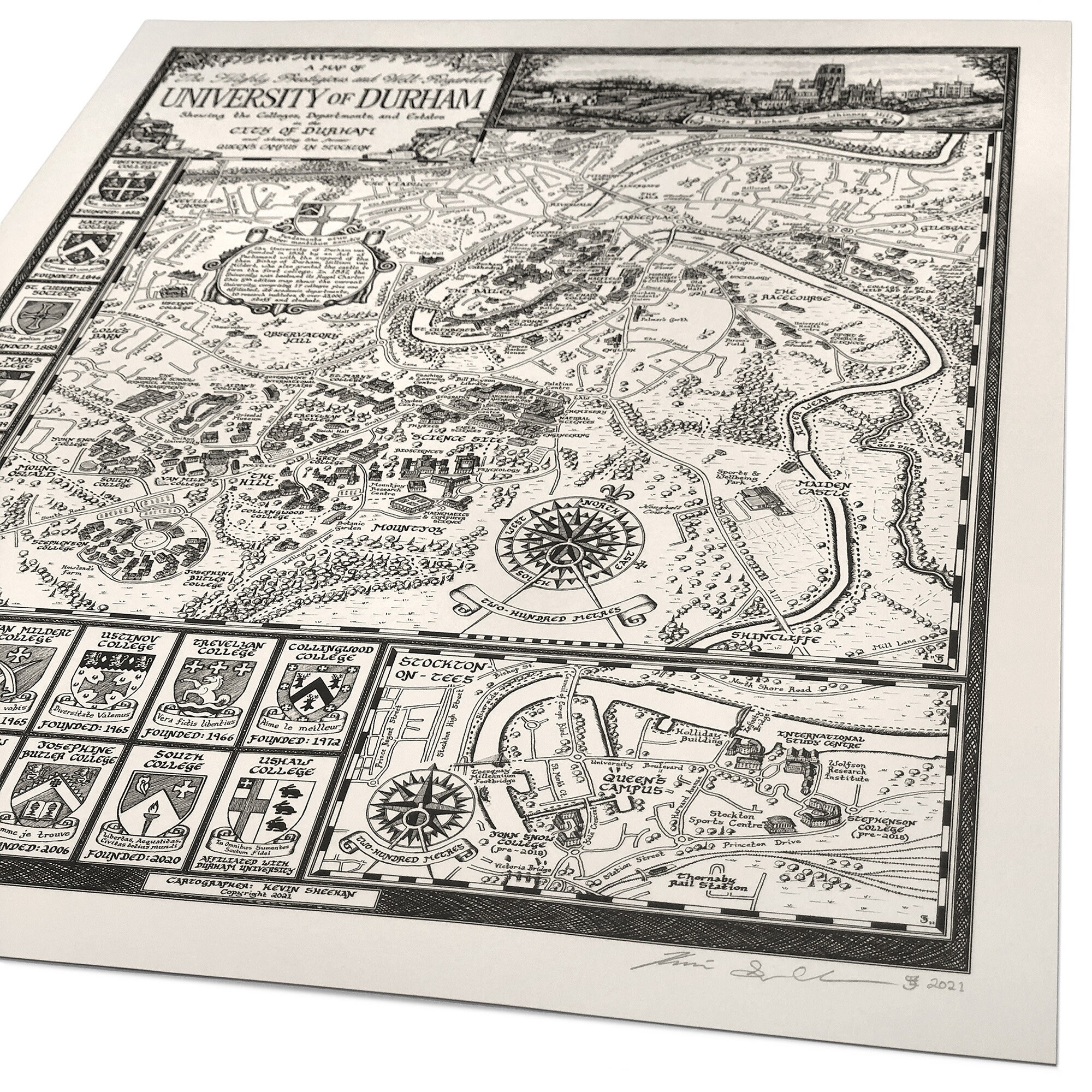 Hand-drawn Durham University Map Fine Art Print by | Etsy Ireland
