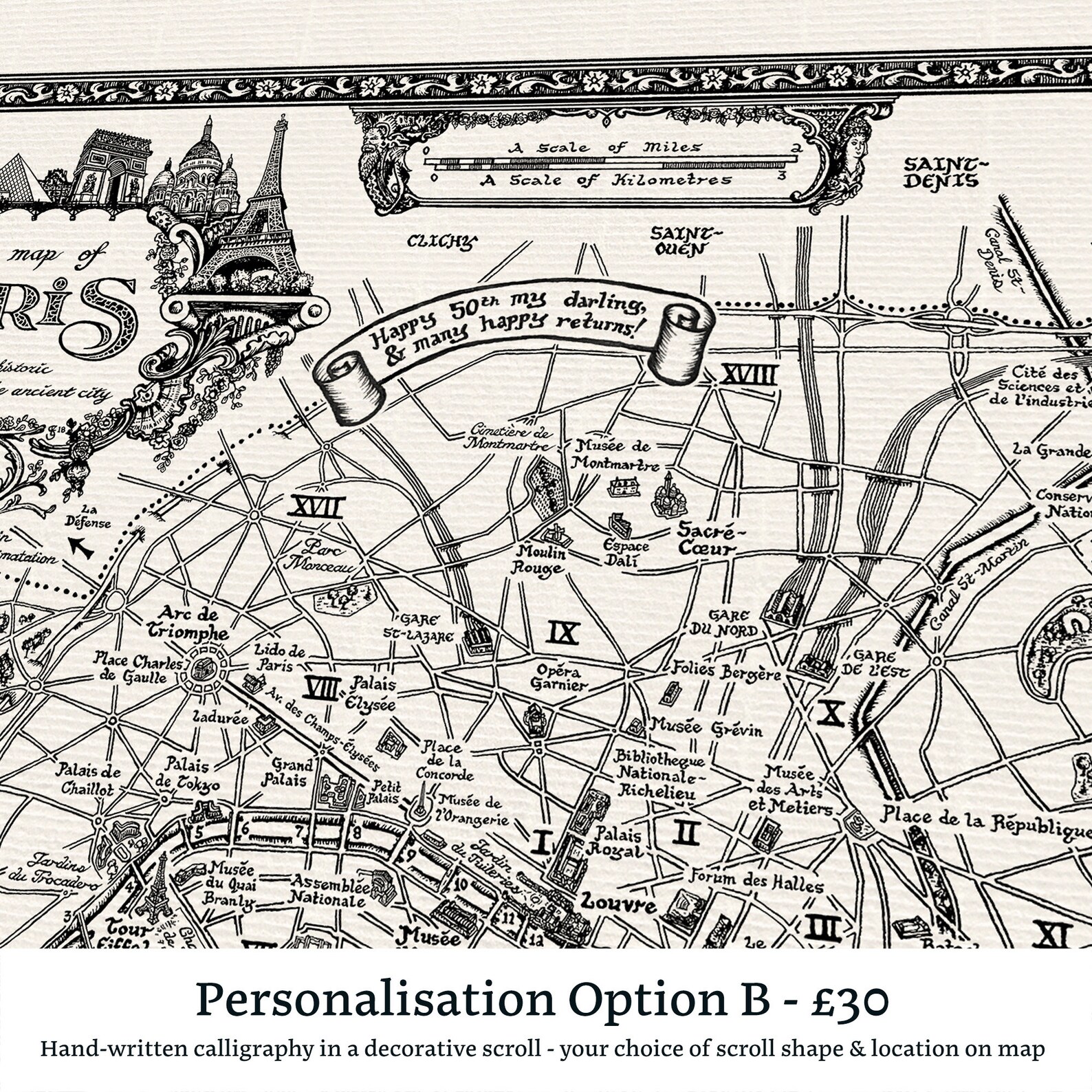 Hand-drawn Map of Paris • Fine Art Print by Manuscript Maps - Etsy