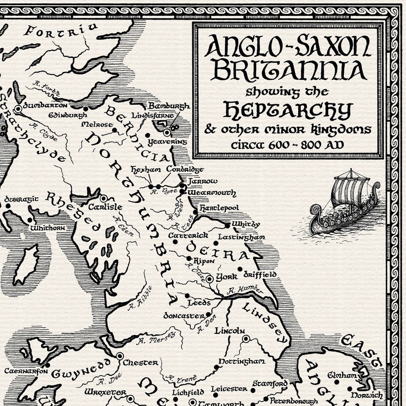 Hand-drawn Anglo-saxon Britannia Map Fine Art Print by | Etsy