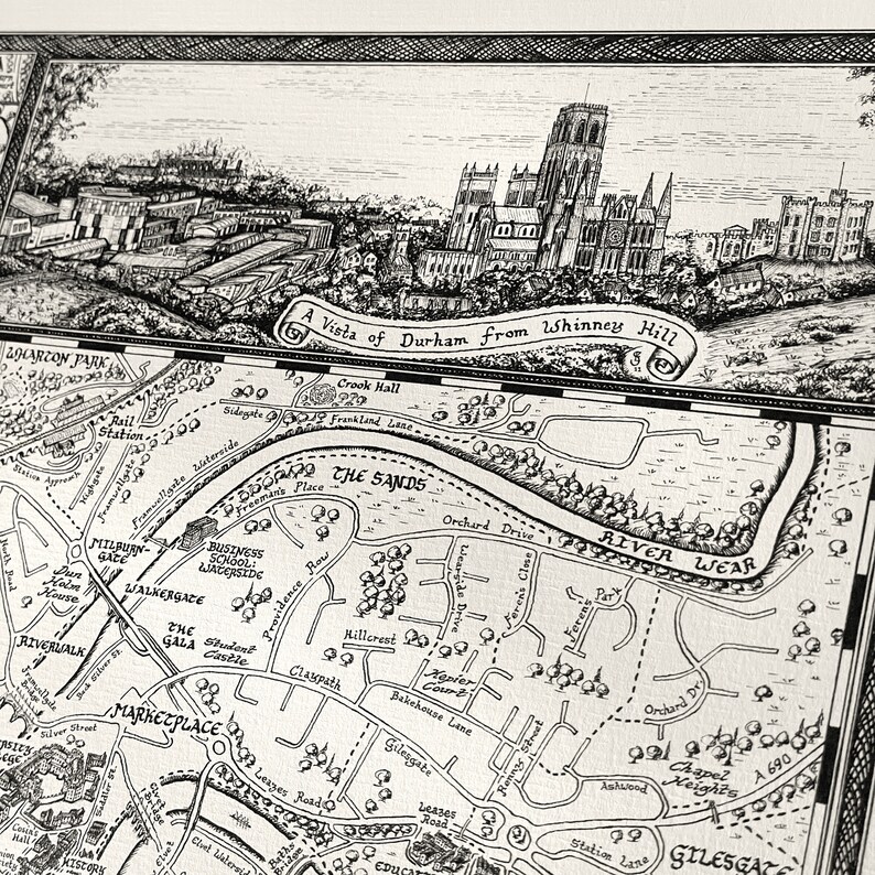 Hand-drawn Durham University Map • Fine Art Print by Manuscript Maps - Etsy