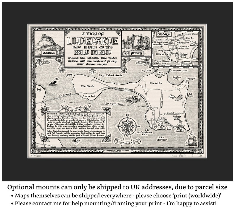 Hand-drawn Map of Lindisfarne Fine Art Print by Manuscript | Etsy