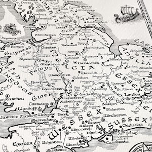 Hand-drawn Anglo-saxon Britannia Map • Fine Art Print by Manuscript ...