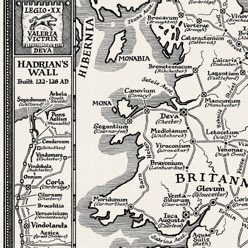 Hand-drawn Roman Britain Map Fine Art Print by Manuscript | Etsy