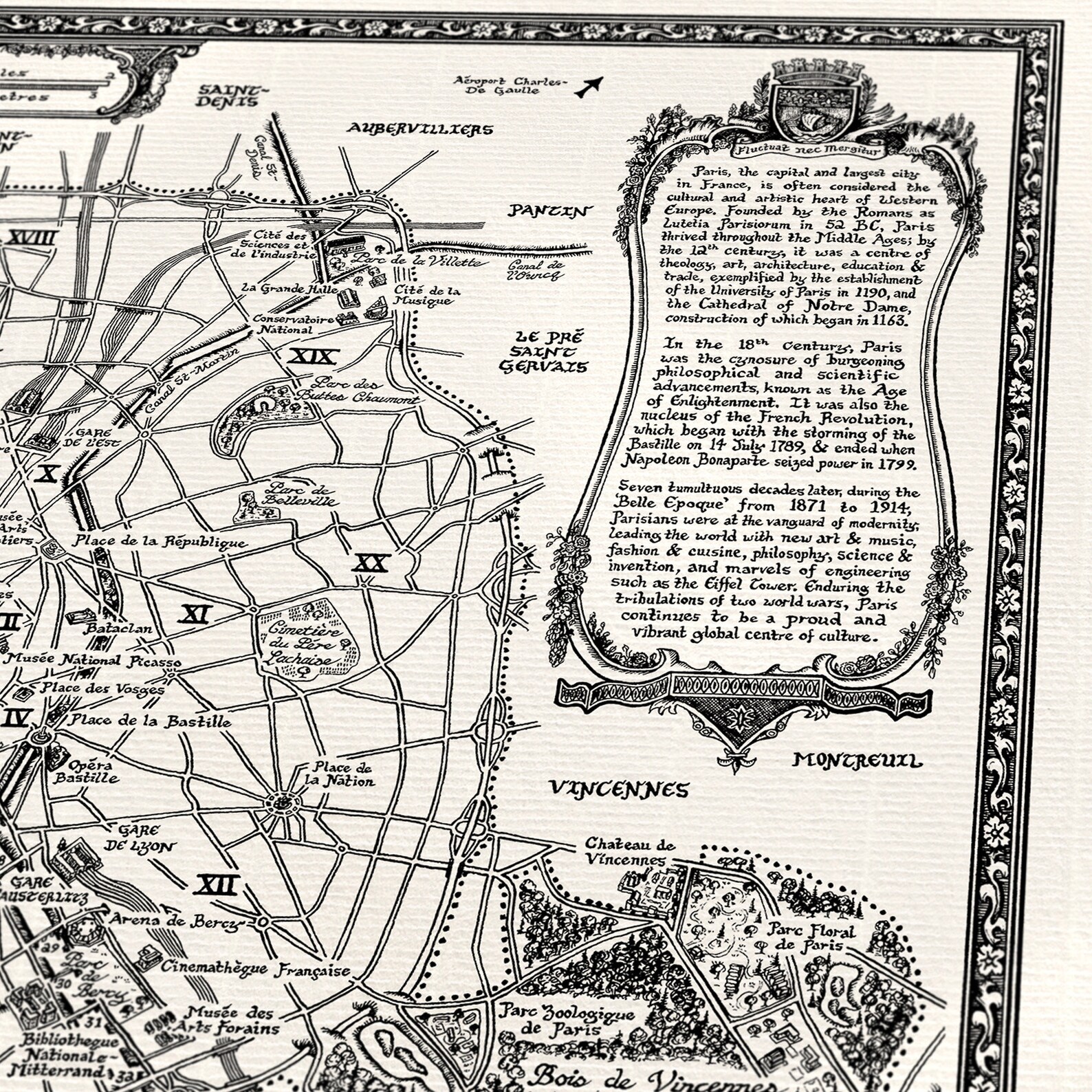 Hand-drawn Map of Paris • Fine Art Print by Manuscript Maps - Etsy