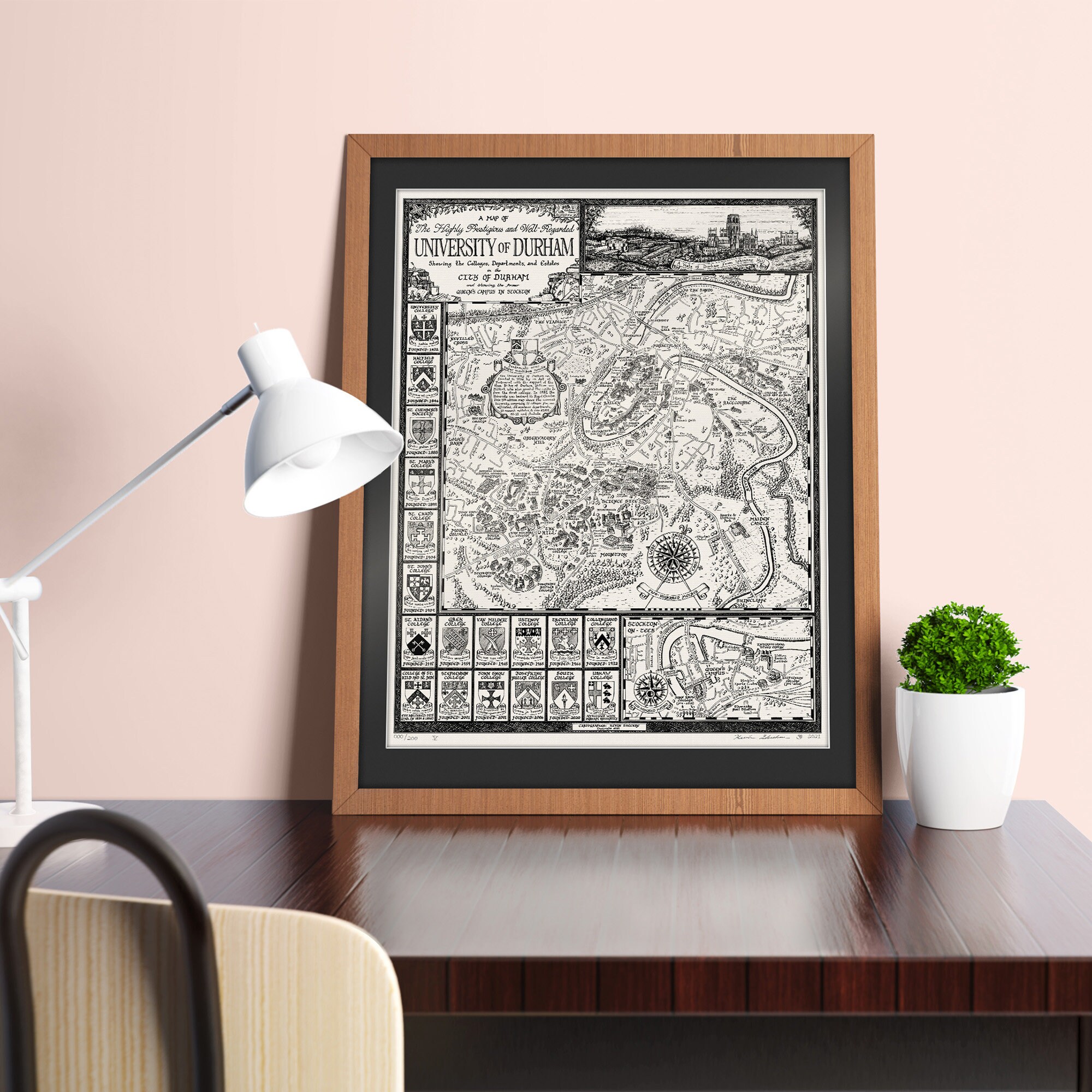 Hand-drawn Durham University Map Fine Art Print by | Etsy UK