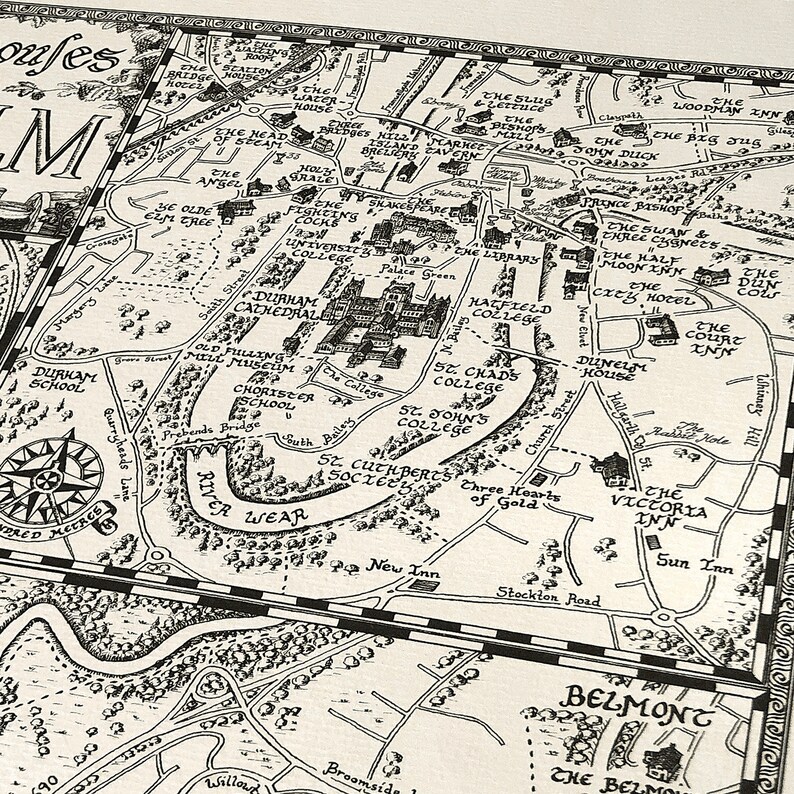 Hand-drawn Durham Pub Map Fine Art Print by Manuscript Maps - Etsy