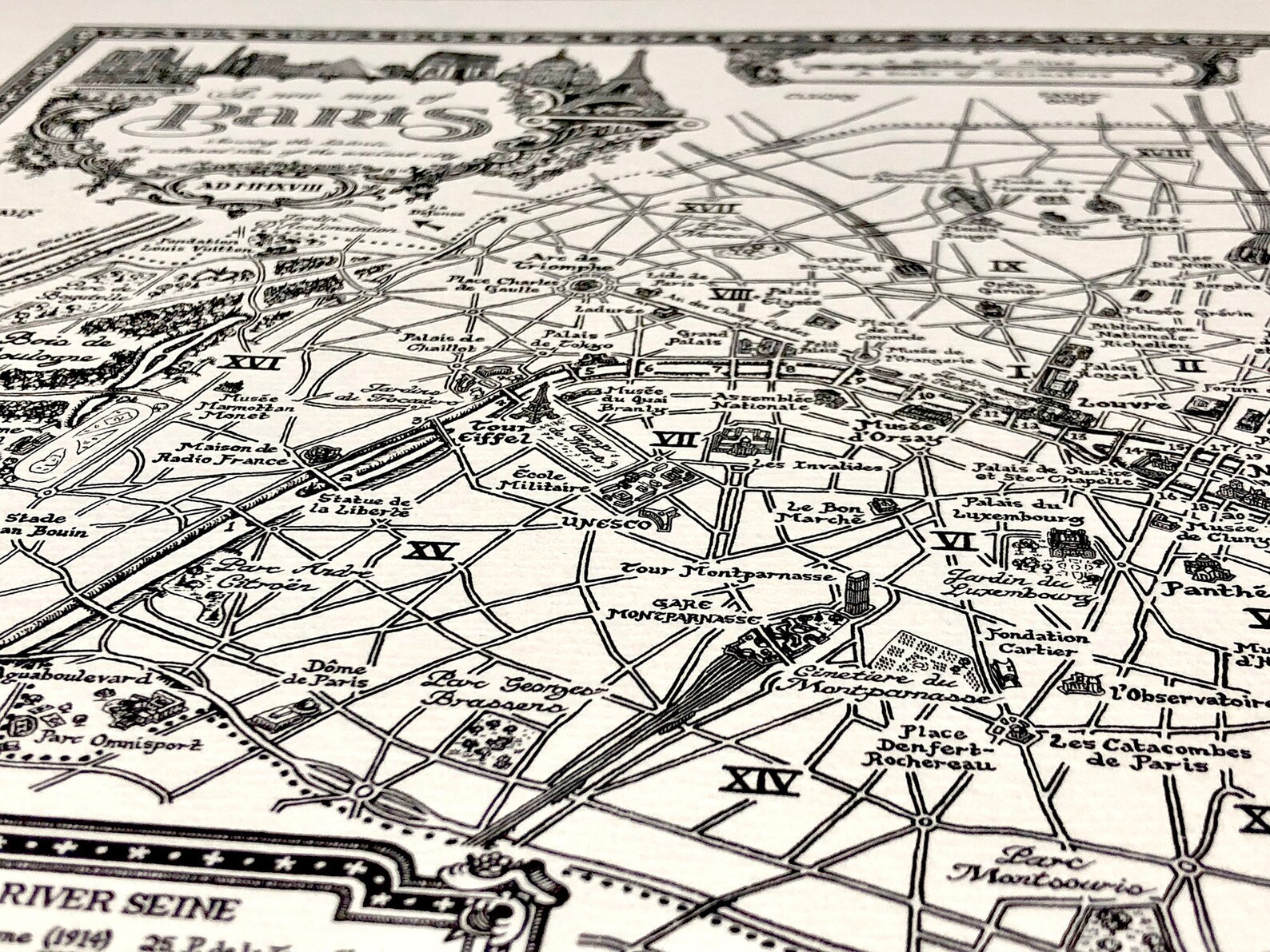Hand-drawn Map of Paris Fine Art Print by Manuscript Maps | Etsy