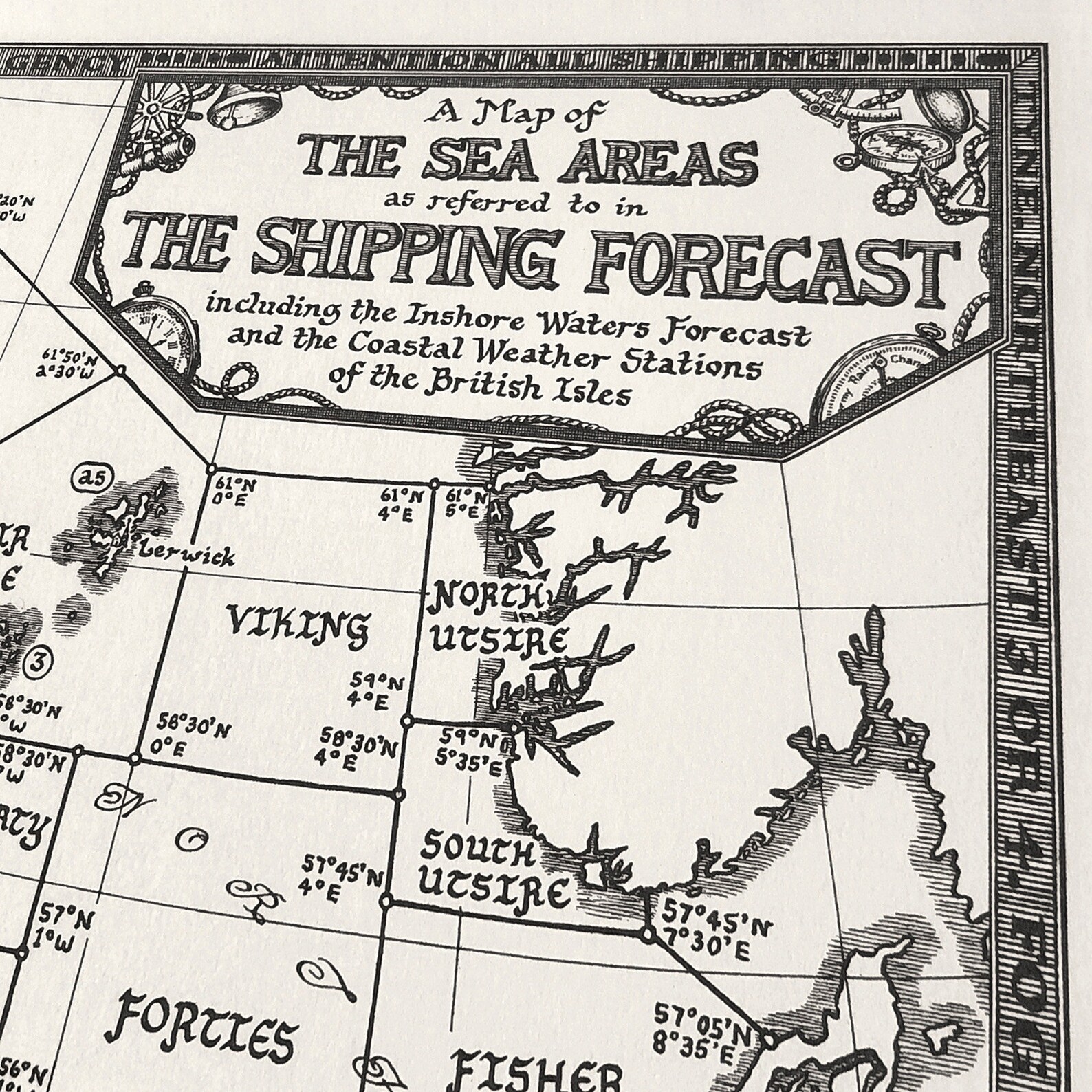 Hand-drawn Shipping Forecast Map Fine Art Print by - Etsy