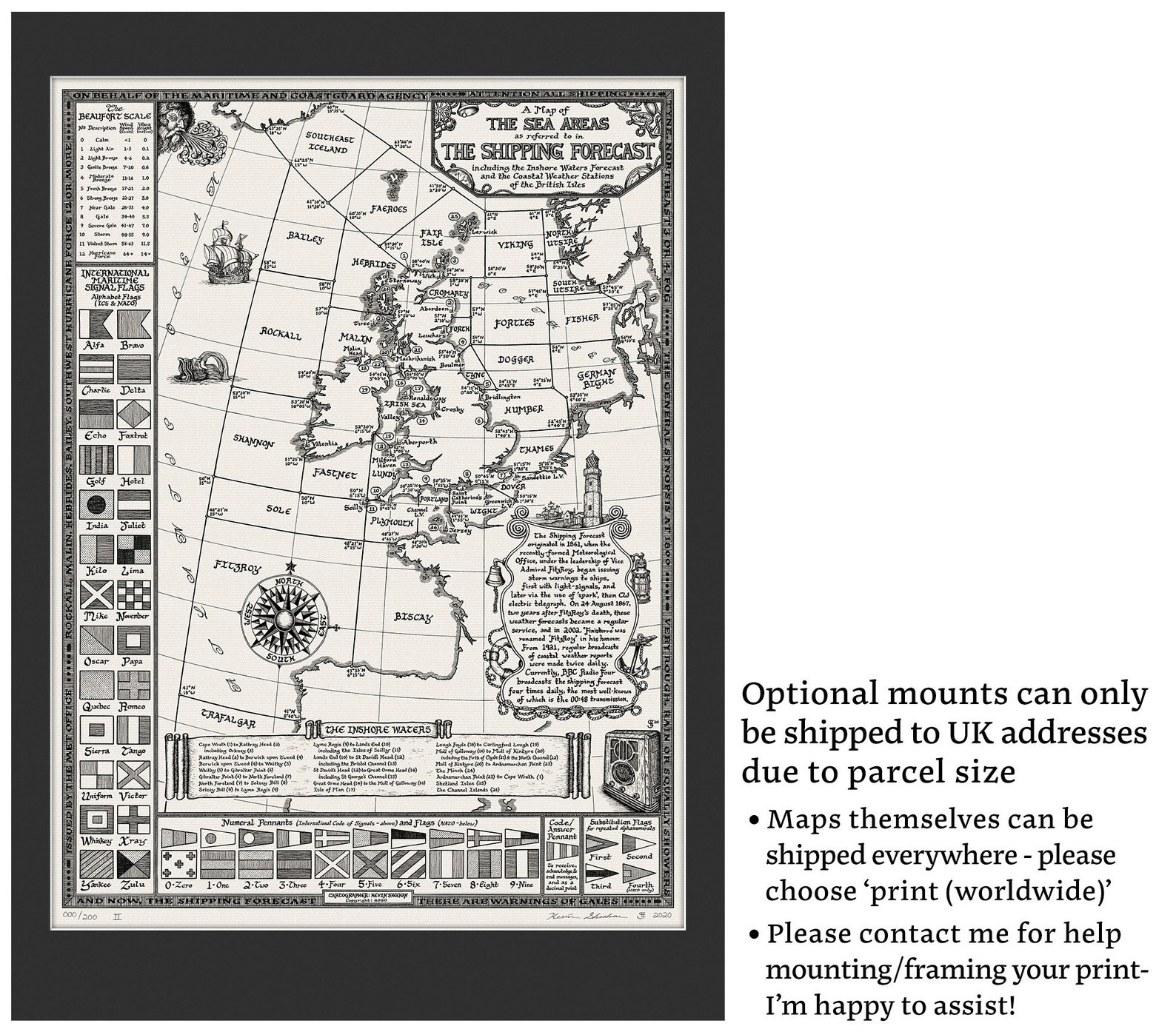 Hand-drawn Shipping Forecast Map Fine Art Print by | Etsy