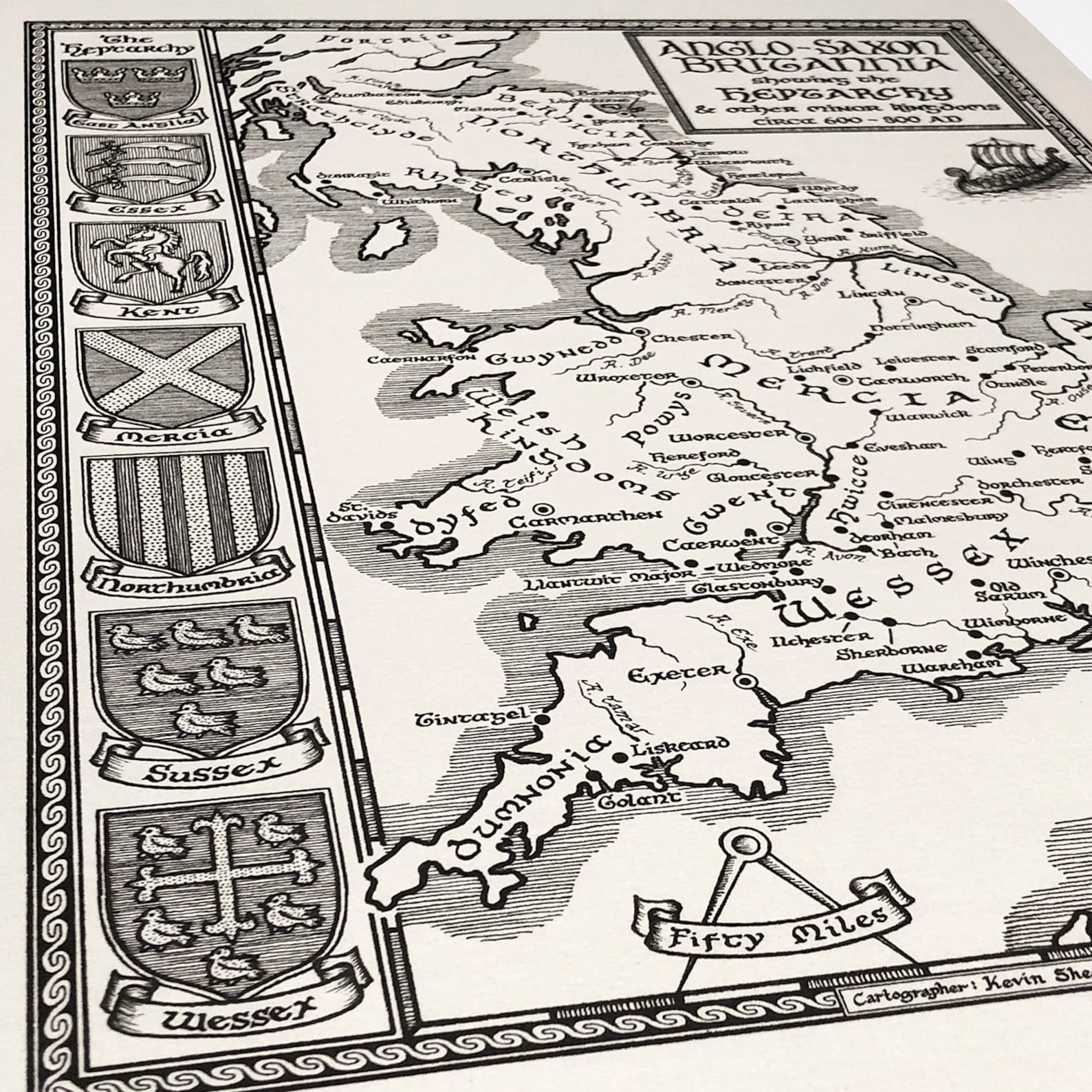 Hand-drawn Anglo-saxon Britannia Map Fine Art Print by | Etsy