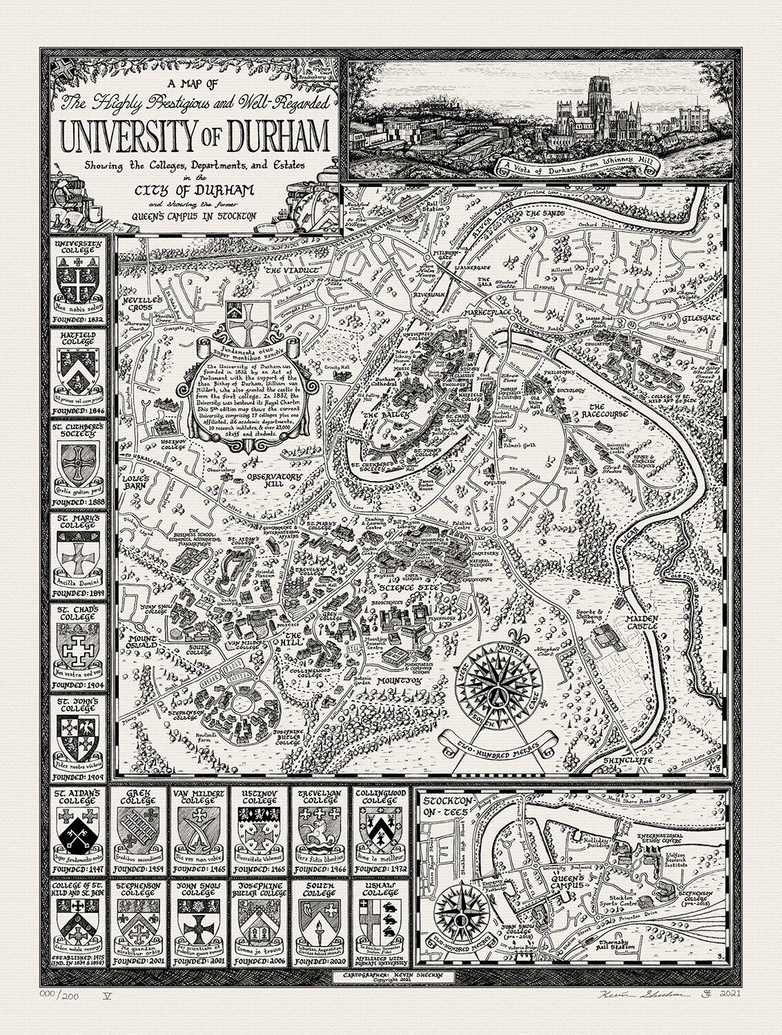 Hand-drawn Durham University Map Fine Art Print by | Etsy Ireland