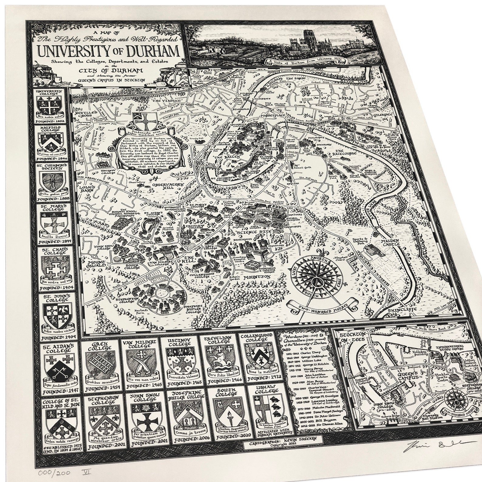 Hand-drawn Durham University Map Fine Art Print by - Etsy UK