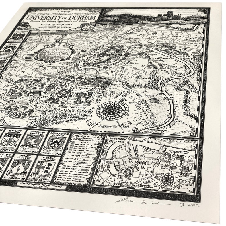 Hand-drawn Durham University Map Fine Art Print by - Etsy