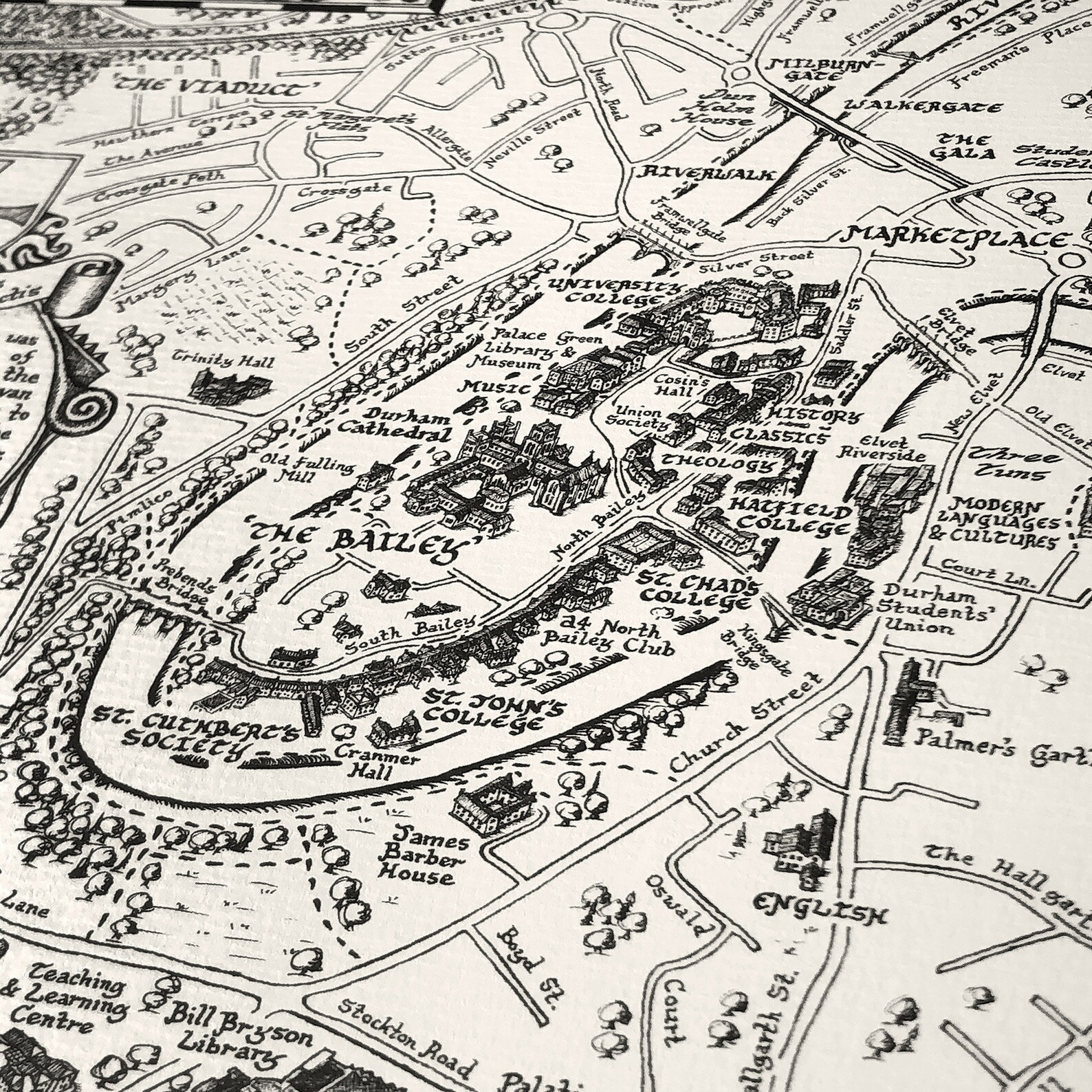 Hand-drawn Durham University Map Fine Art Print by | Etsy