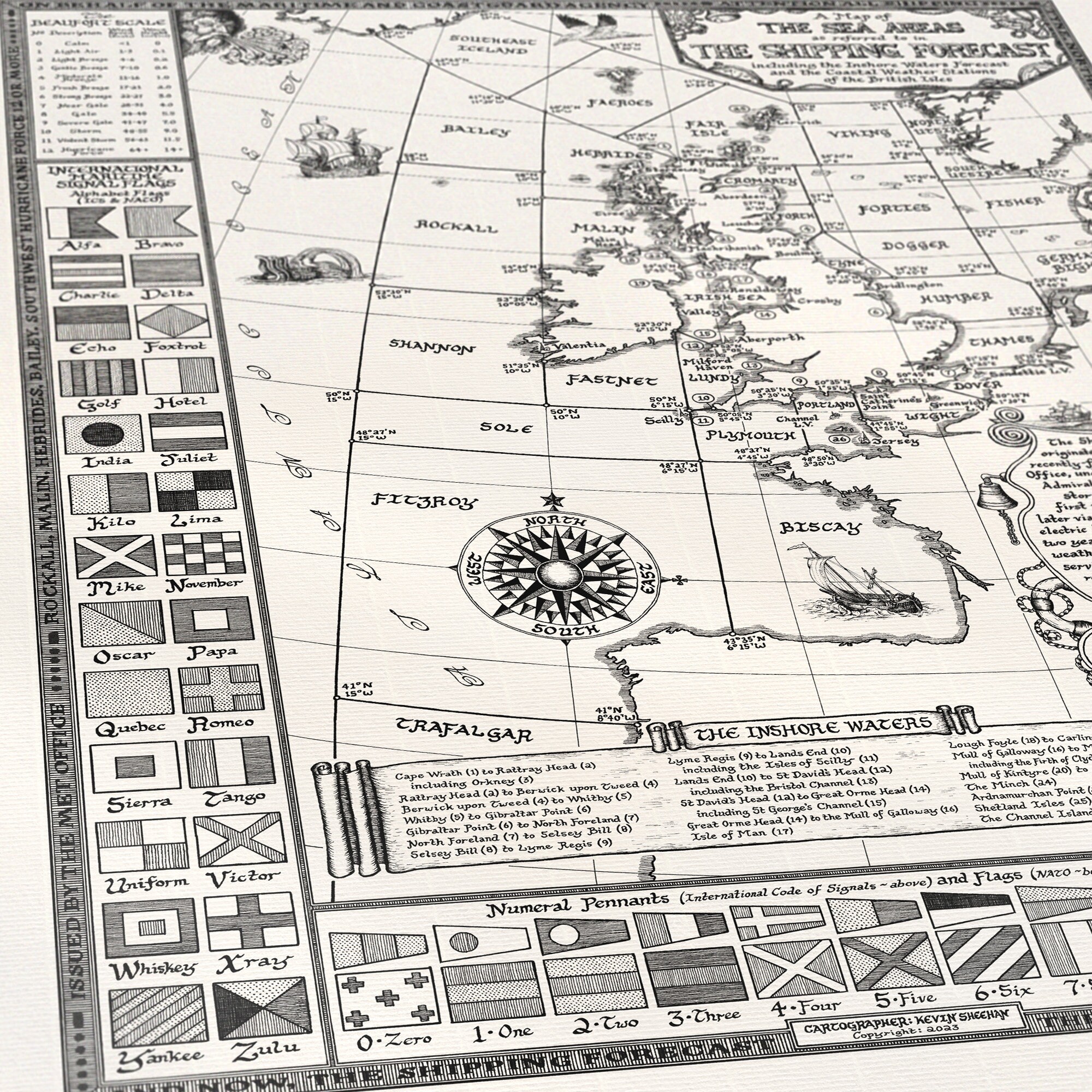 Hand-drawn Shipping Forecast Map • Fine Art Print by Manuscript Maps - Etsy