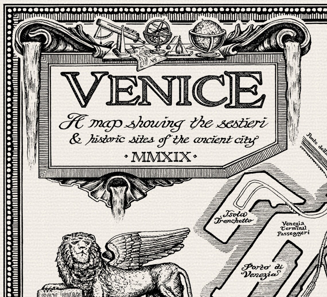 Hand-drawn Map of Venice Fine Art Print by Manuscript Maps - Etsy