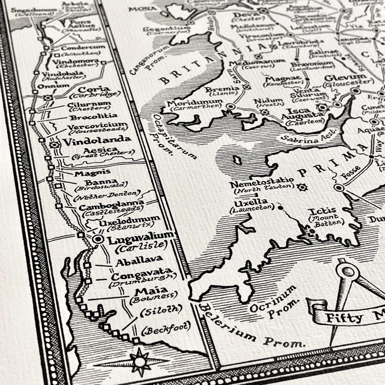Hand-drawn Roman Britain Map • Fine Art Print by Manuscript Maps - Etsy