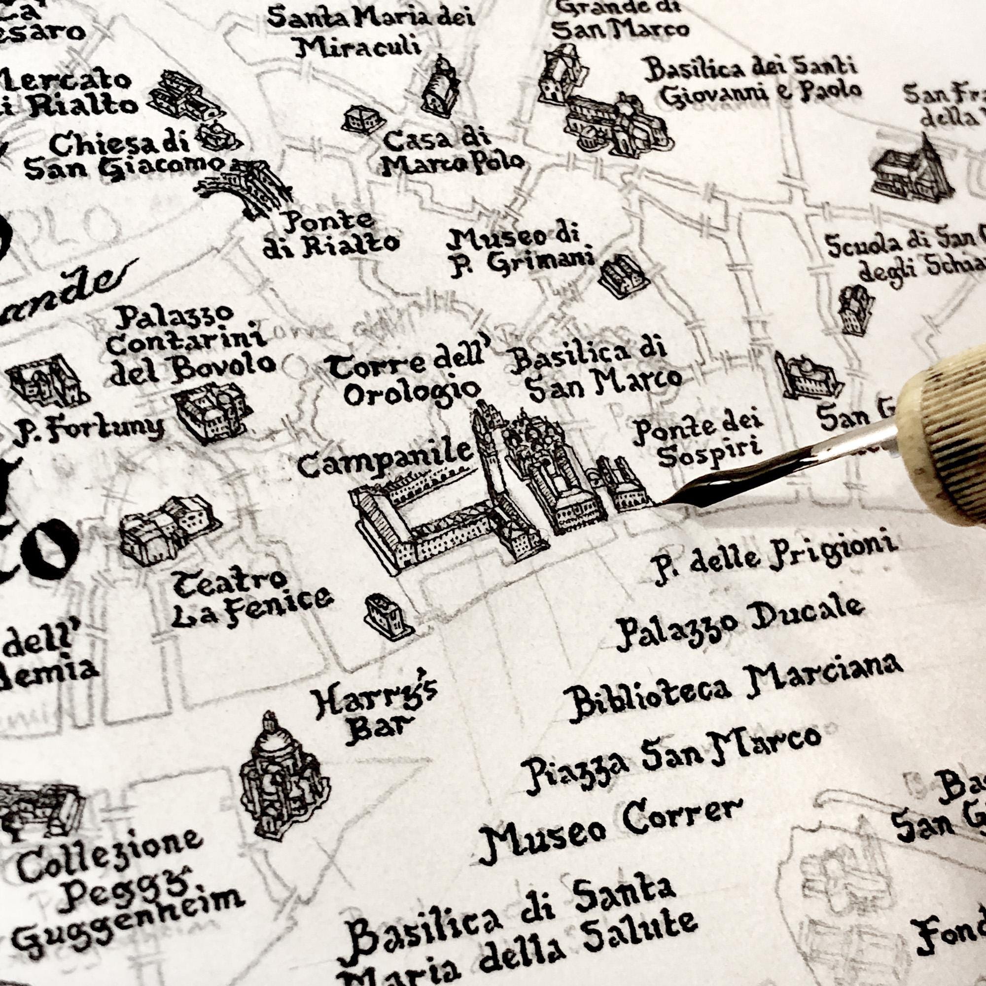 Hand-drawn Map of Venice • Fine Art Print by Manuscript Maps - Etsy