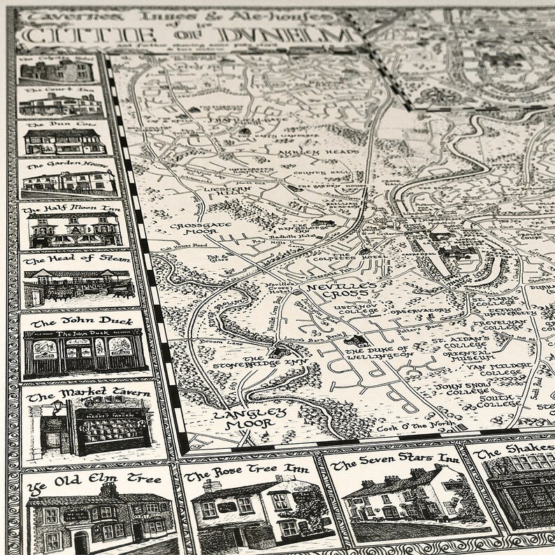 Hand-drawn Durham Pub Map Fine Art Print by Manuscript Maps - Etsy
