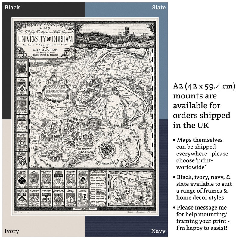 Hand-drawn Durham University Map Fine Art Print by - Etsy