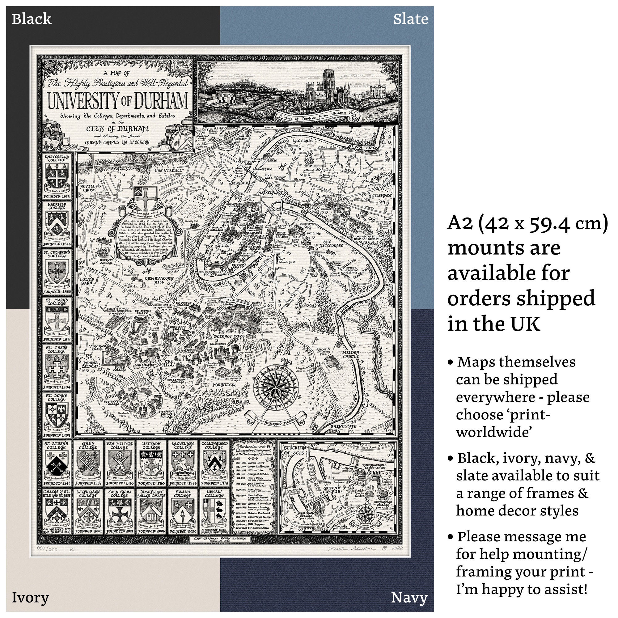 Hand-drawn Durham University Map Fine Art Print by - Etsy UK