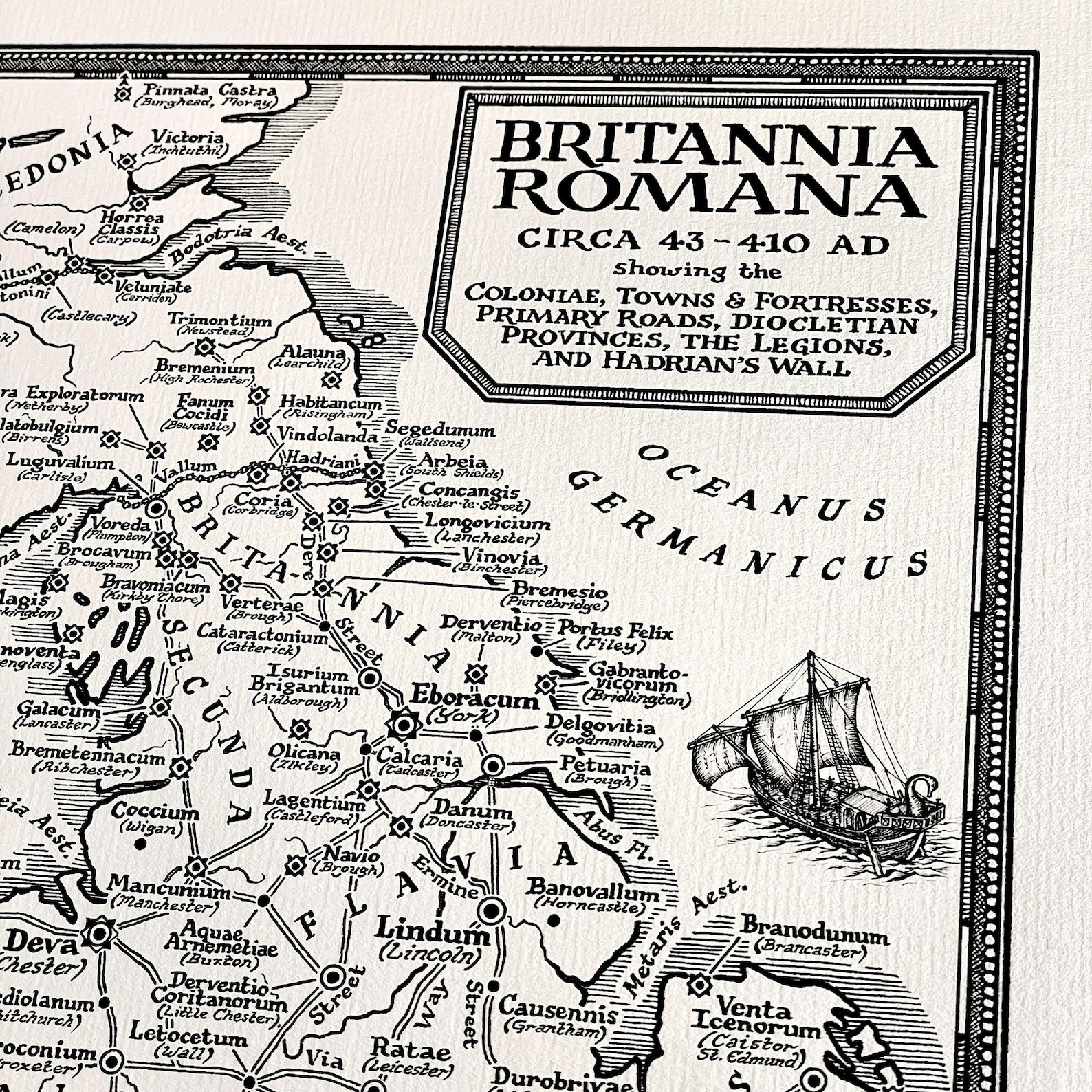 Hand-drawn Roman Britain Map • Fine Art Print by Manuscript Maps - Etsy
