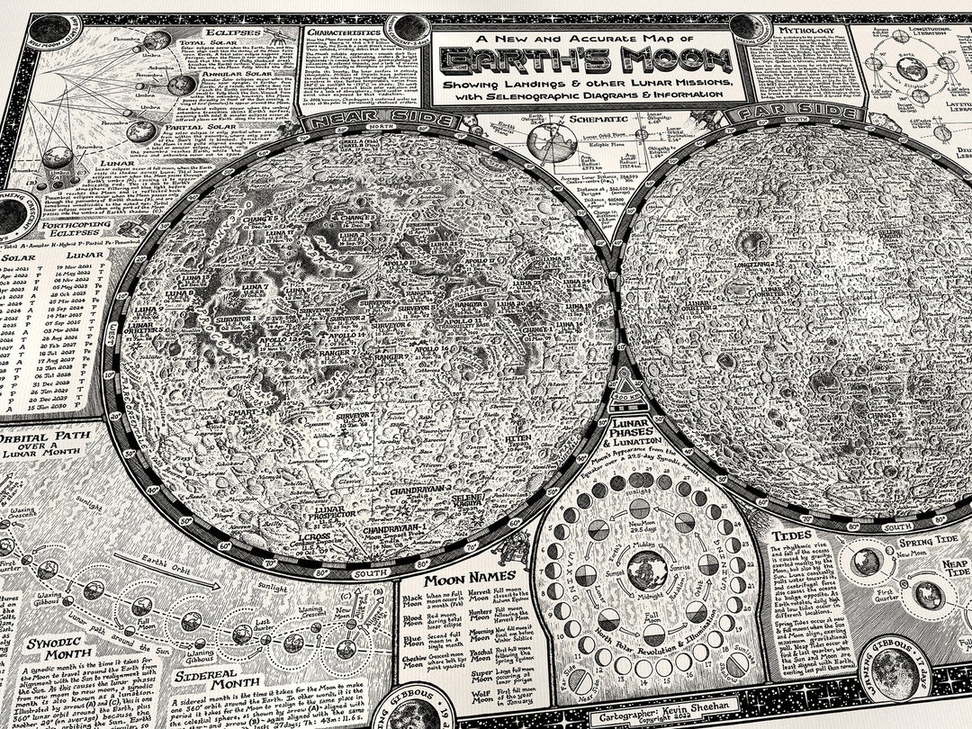 Hand-drawn Moon Map • Fine Art Print by Manuscript Maps - Etsy