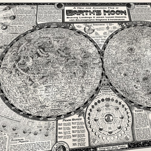 Hand-drawn Moon Map Fine Art Print by Manuscript Maps - Etsy