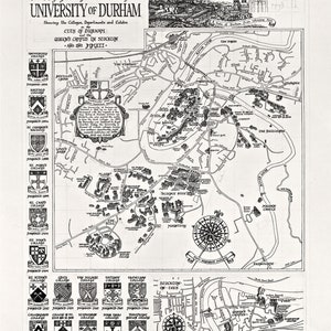 Hand-drawn Durham University Map • Fine Art Print by Manuscript Maps - Etsy