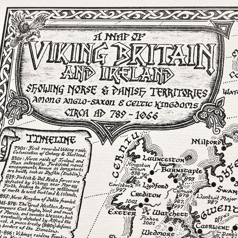 Hand-drawn Viking Britain Map • Fine Art Print by Manuscript Maps - Etsy