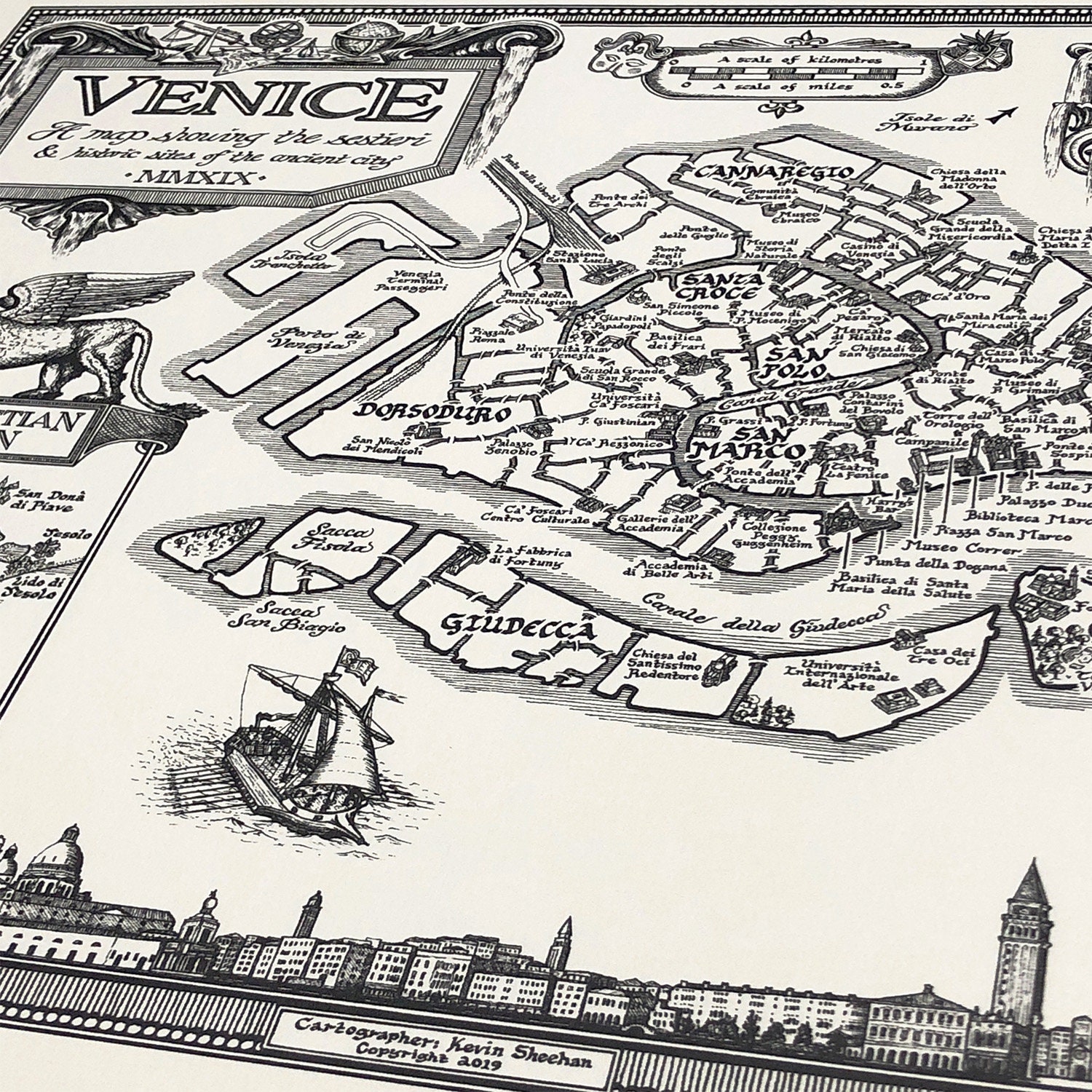 Hand-drawn Map of Venice Fine Art Print by Manuscript Maps - Etsy