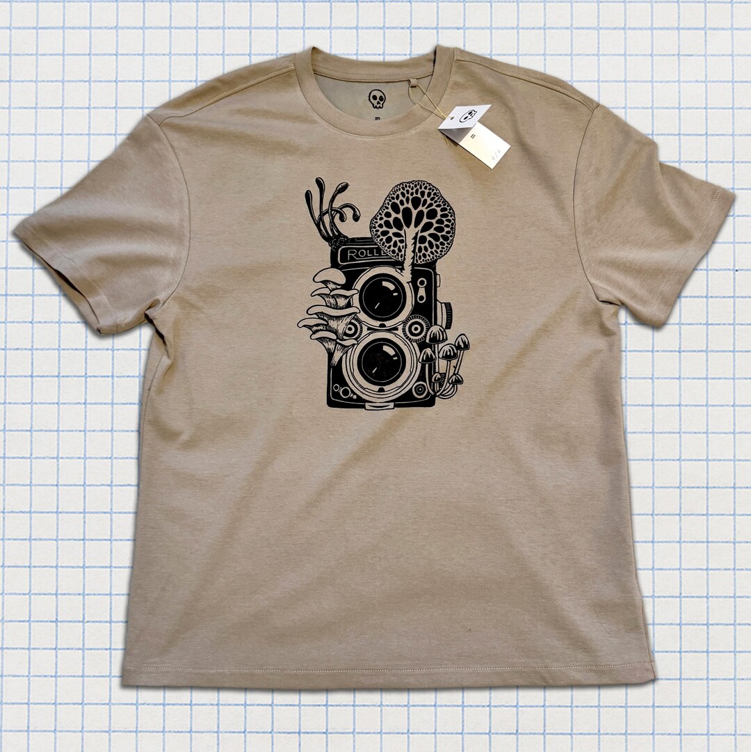 Hand Printed Rolleiflex TLR Camera Mushroom T-shirt | Limited Edition ...