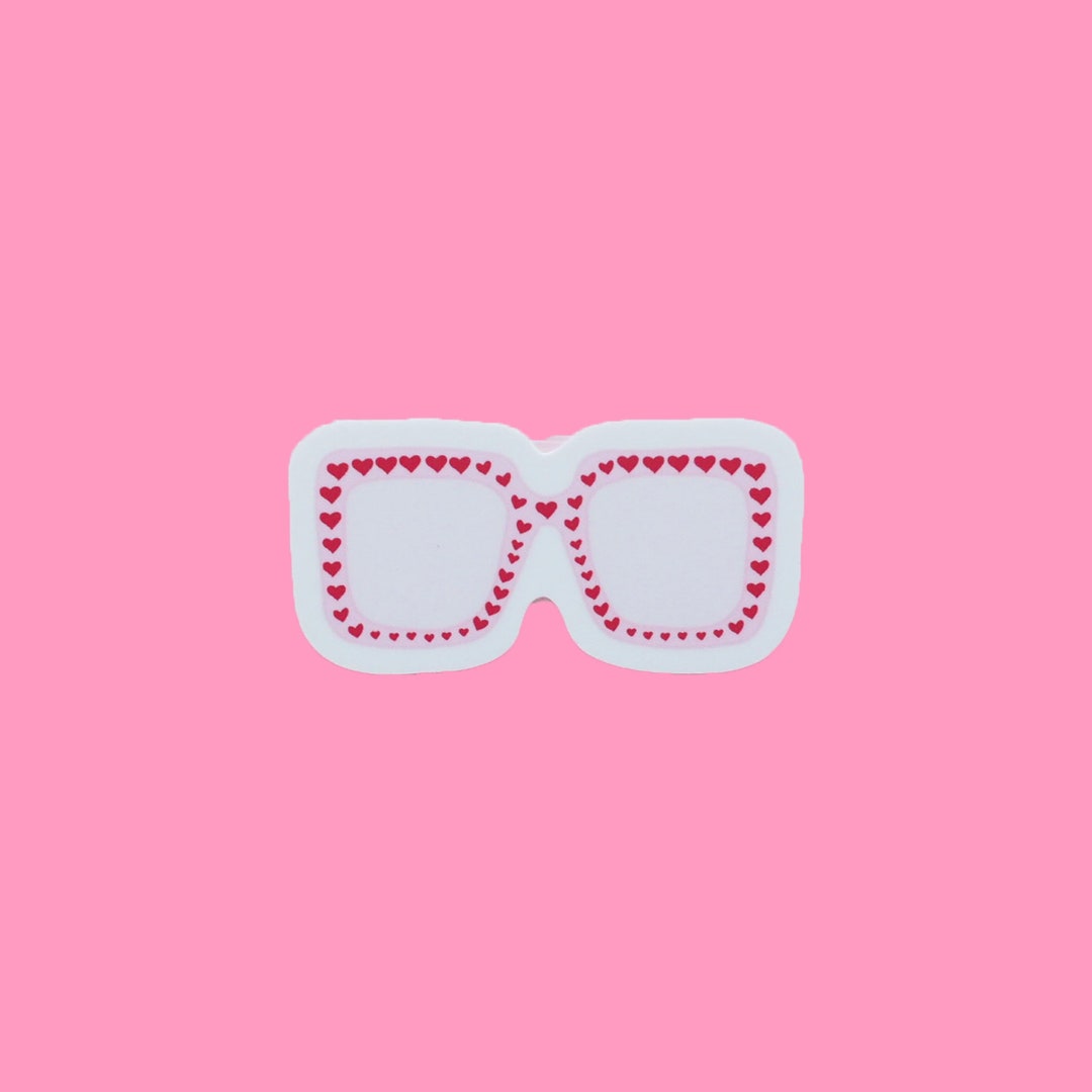 Gucci Pink and Red Heart Sunglasses Sticker - Etsy