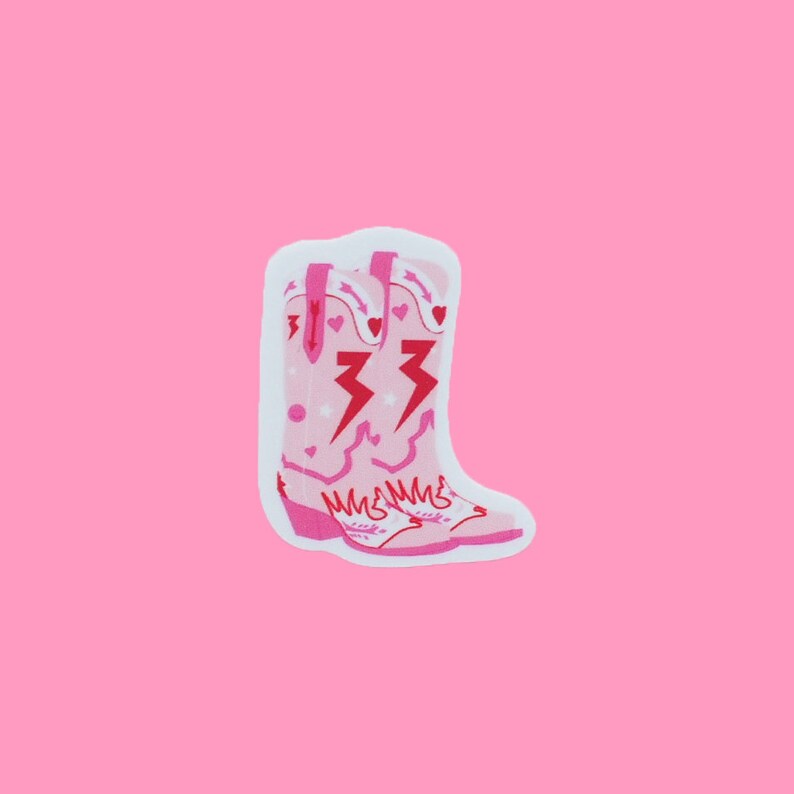 Pink Cowboy Boots Sticker - Etsy