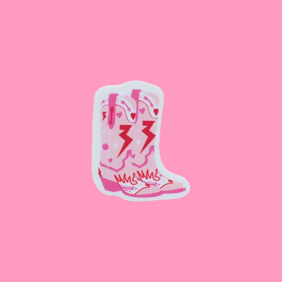Pink Cowboy Boots Sticker - Etsy