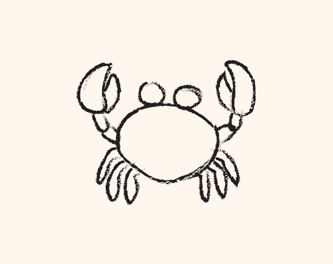 Crab Digital Illustration, Menu or Invitation Asset, Charcoal - Etsy