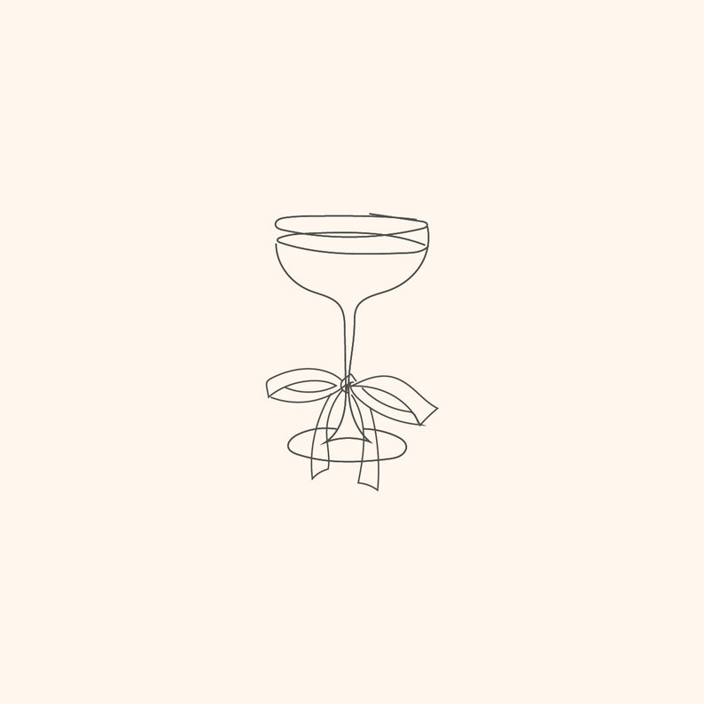Martini Glass With a Bow Digital Illustration, Digital Download - Etsy