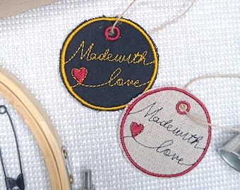 Machine Embroidery Design ITH Handmade With Love Tag 4x4 Instant ...